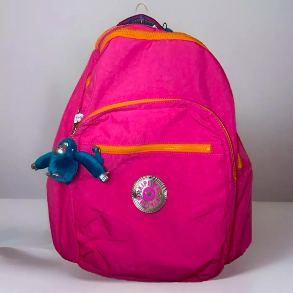 Kipling | Bags | Kipling Seoul Pink Turquoise Backpack Large 5 Laptop ...
